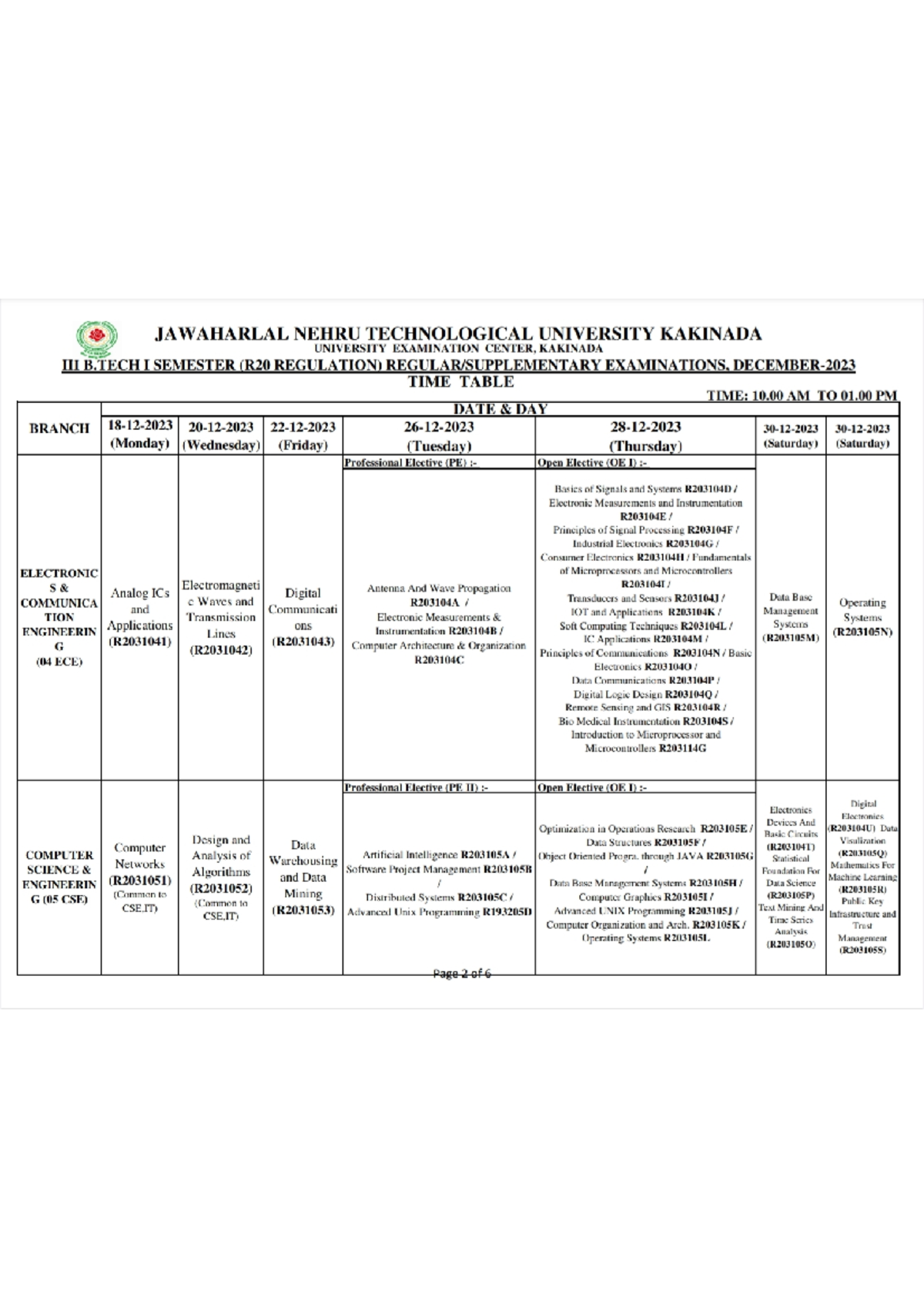 3 1 Sem Time table - COMPUTER SCIENCE ENGINEERING - Studocu