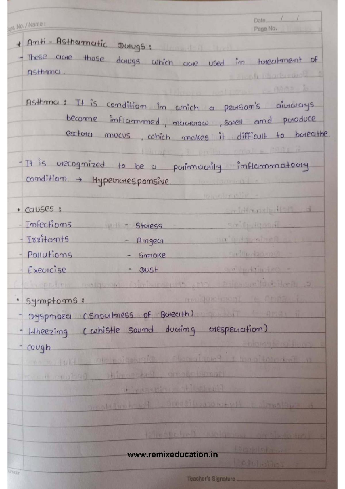 Pharmacology 3: Anti-Asthmatic Drugs and Cough Management Notes - Studocu