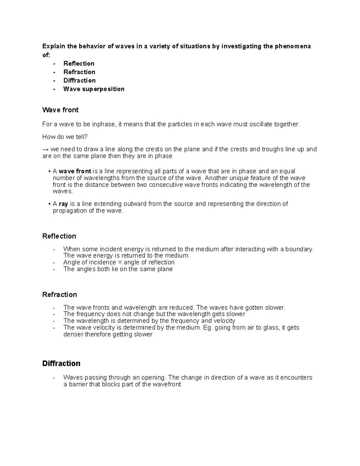 Year 11 Physics: Module 3 Wave Behavior & Properties Explained - Studocu