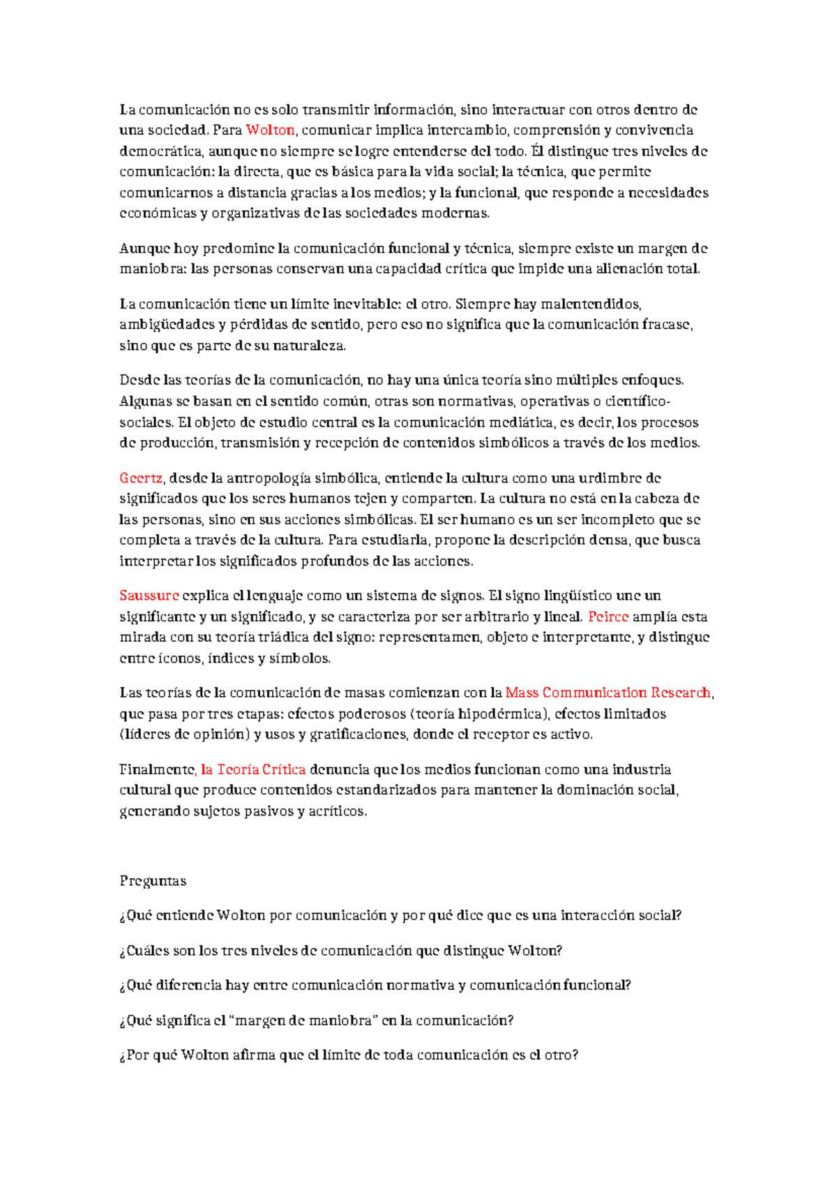 Comunicación y Sociedad: Análisis de Wolton y Teorías Clave - Studocu