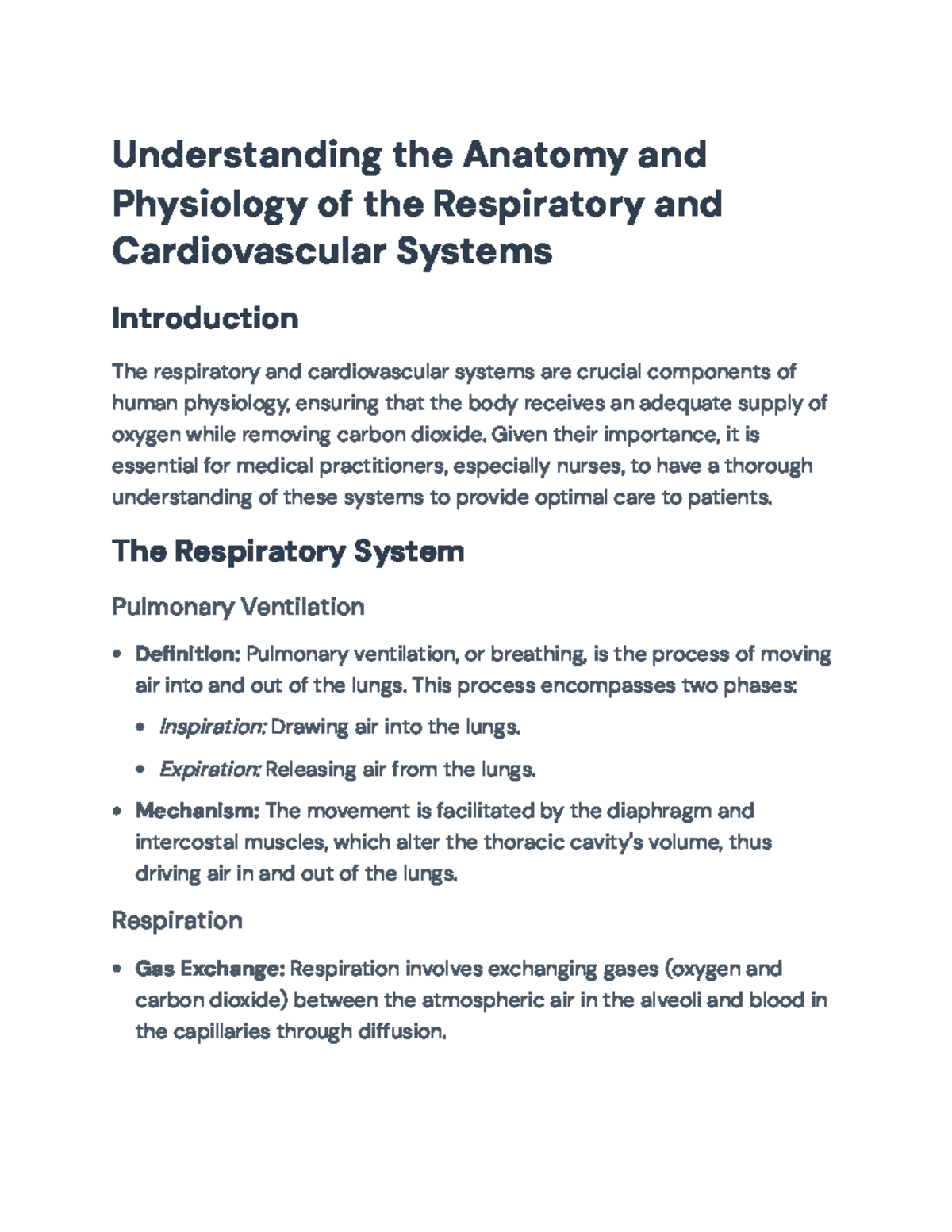 Understanding Anatomy & Physiology of Respiratory & Cardiovascular Sys ...