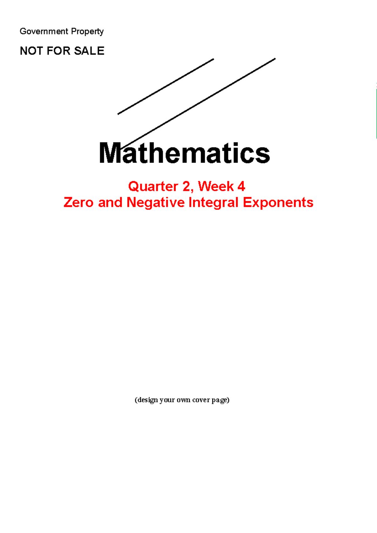 Mathematics Q2 W4 Mod2: Exploring Zero & Negative Exponents - Studocu