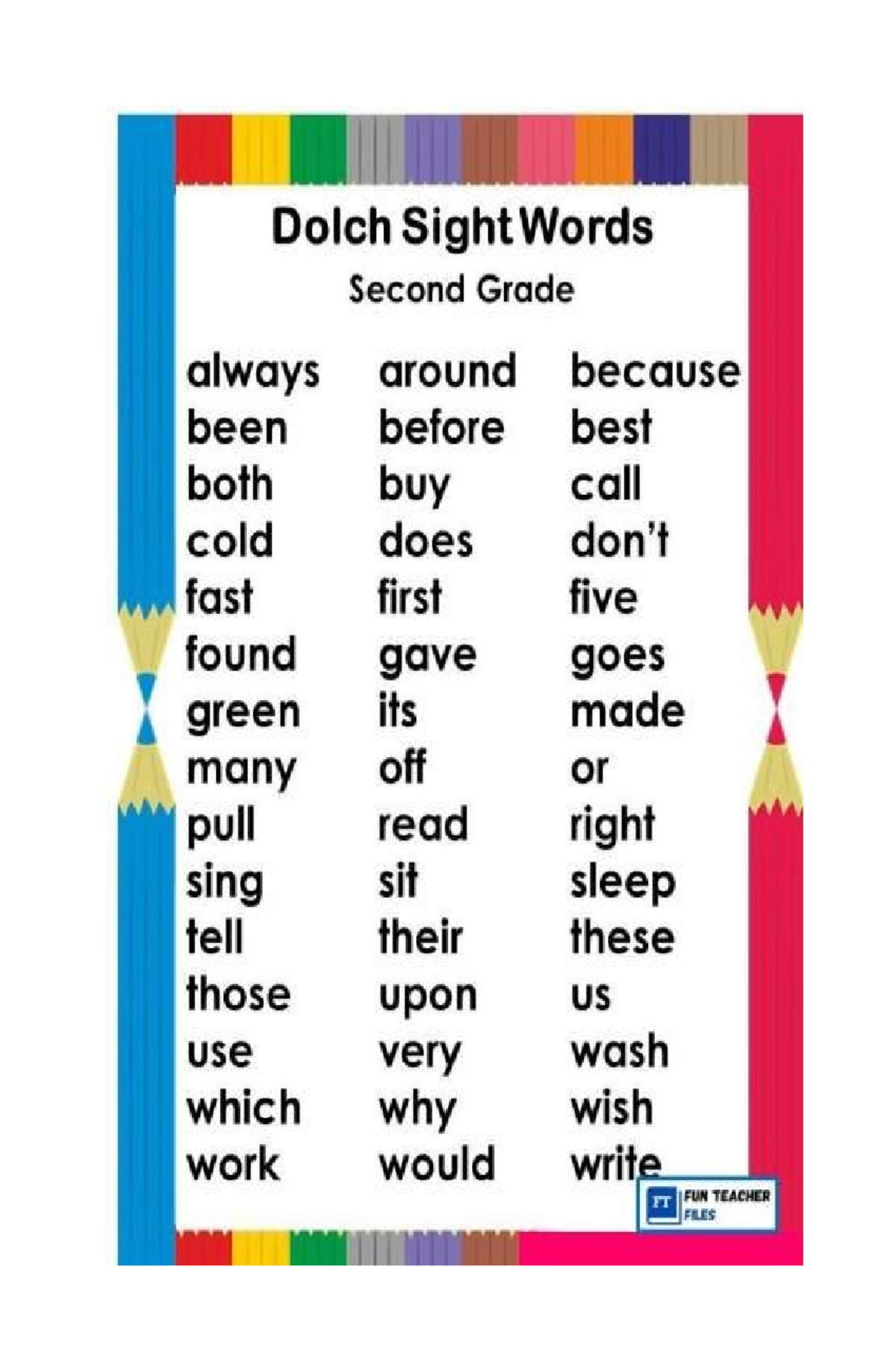 1 JAN JAN Reading Material - Dolch Sight Words Second Grade always ...