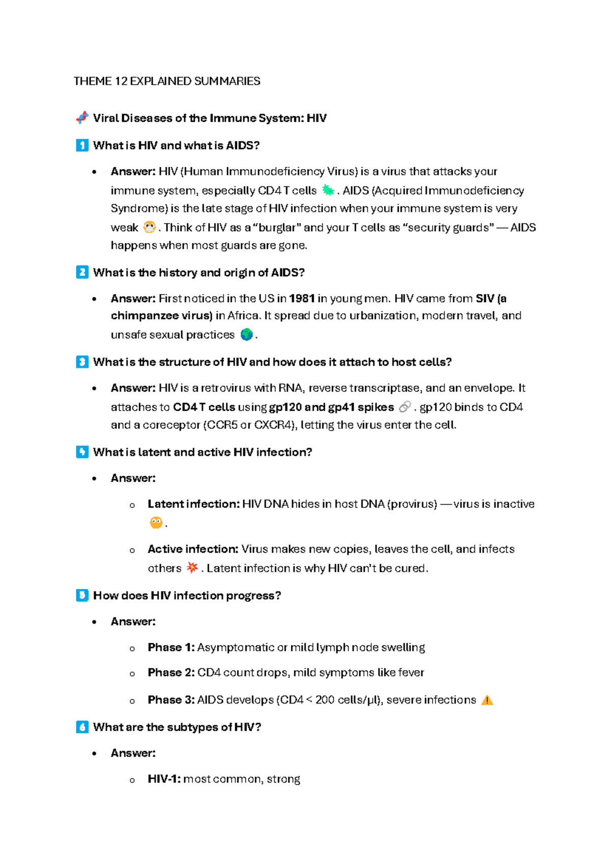 Theme 12: Viral Diseases of the Immune System - HIV & Rabies Summaries ...