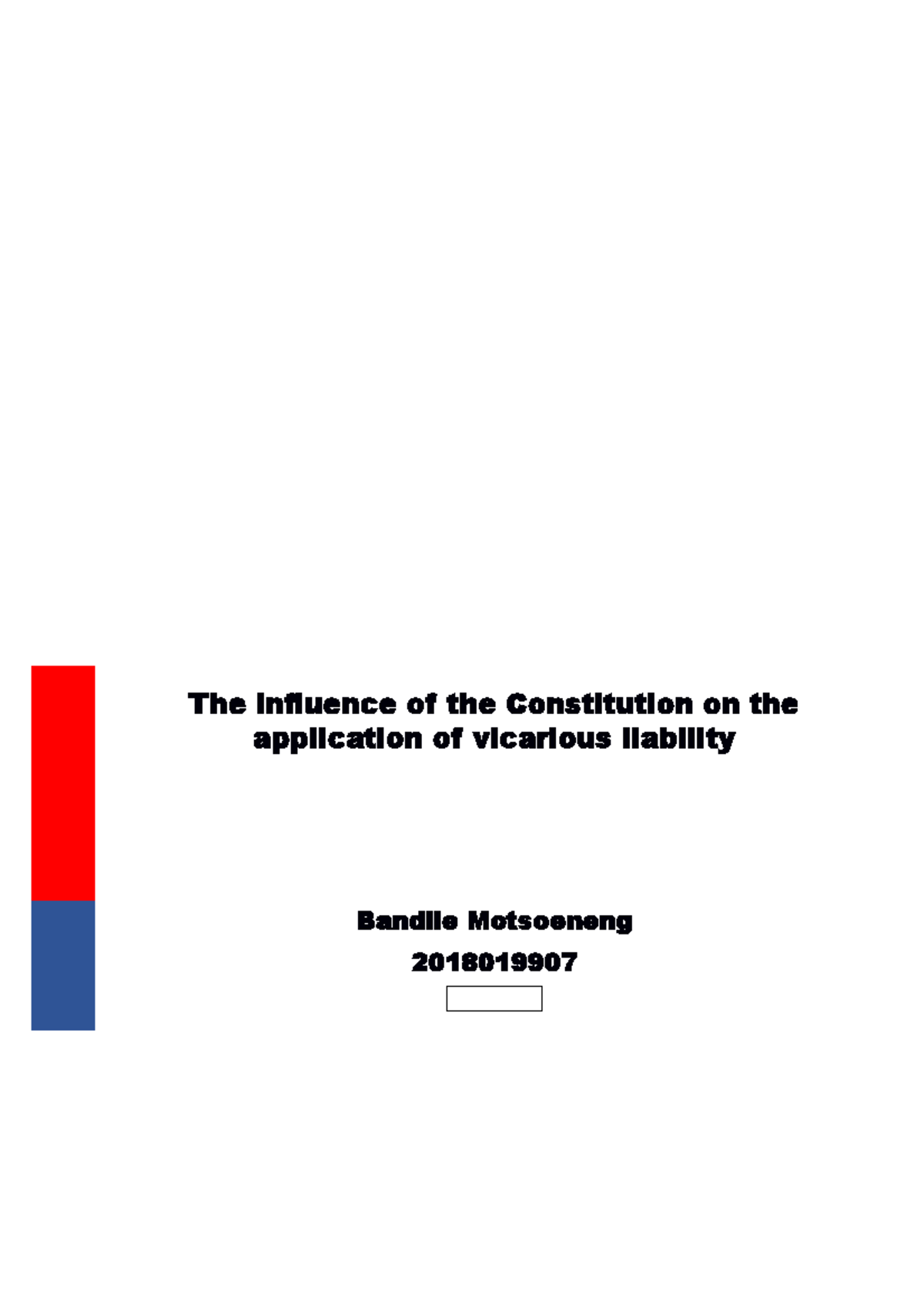 Influence of the Constitution on Vicarious Liability Application - Studocu