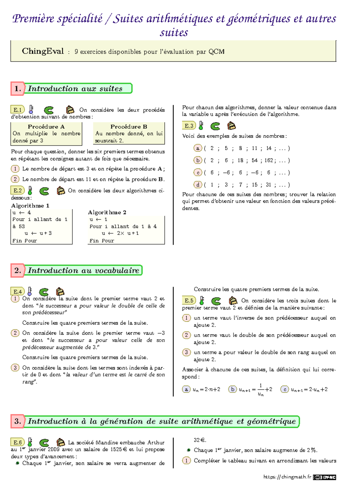 Math 1re : Suites Arithmétiques, Géométriques & Autres Concepts - Studocu