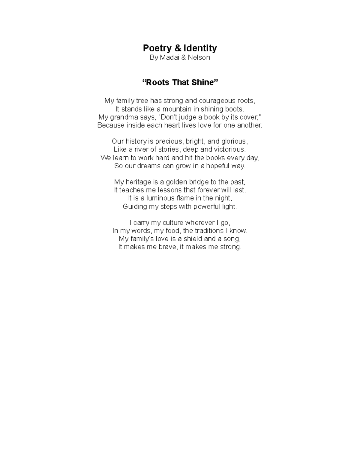 Poetry Identity: Embracing Heritage and Strength - Studocu