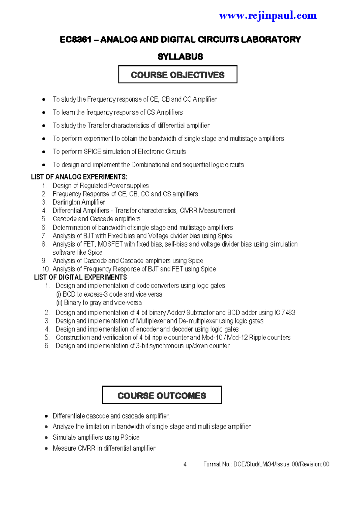EC8361 ANALOG AND DIGITAL CIRCUITS LAB MANUAL - EVEN SEMESTER III - Studocu