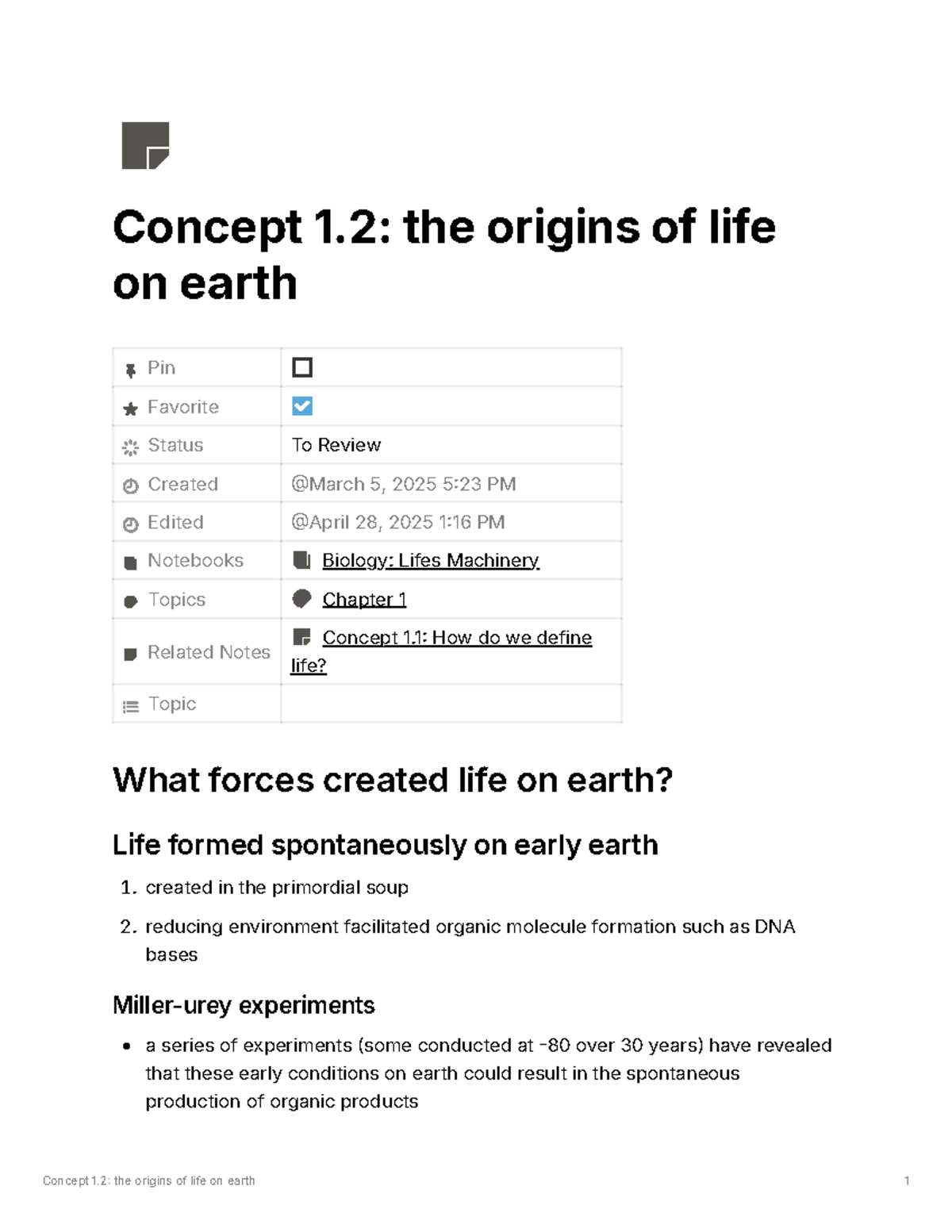 Concept 1.2: Origins of Life on Earth - Biology Insights and ...