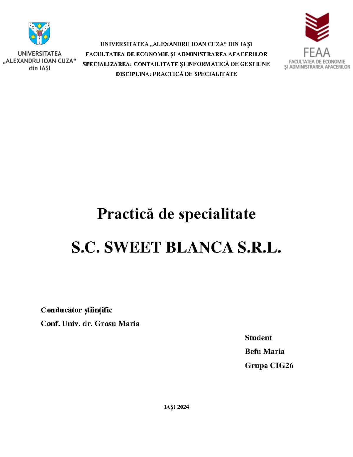 Caiet DE PracticĂ - CAIET DE PRACTICĂ Specializare: ADMINISTRAȚIE ...