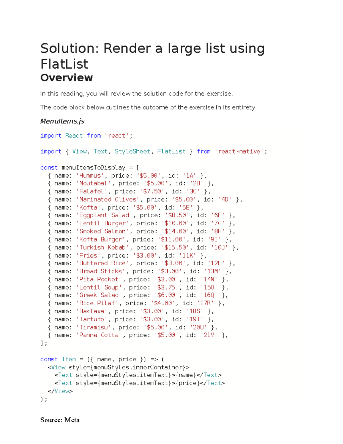 8-Render a Large List Using FlatList: Solution Overview - Studocu