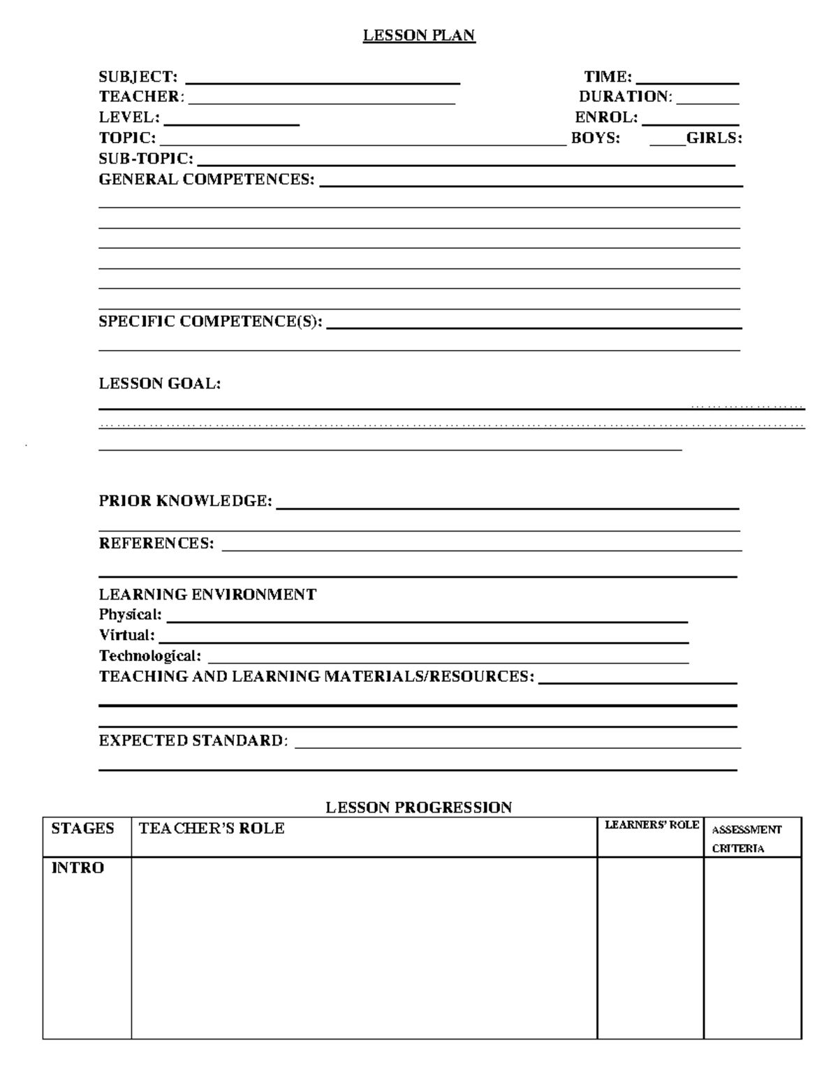 CBC Letest - Lesson plan - LESSON PLAN SUBJECT: TIME: TEACHER: DURATION ...