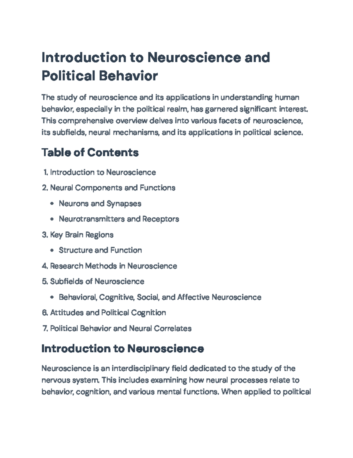 Neuroscience and Political Behavior: Understanding Neural Mechanisms ...