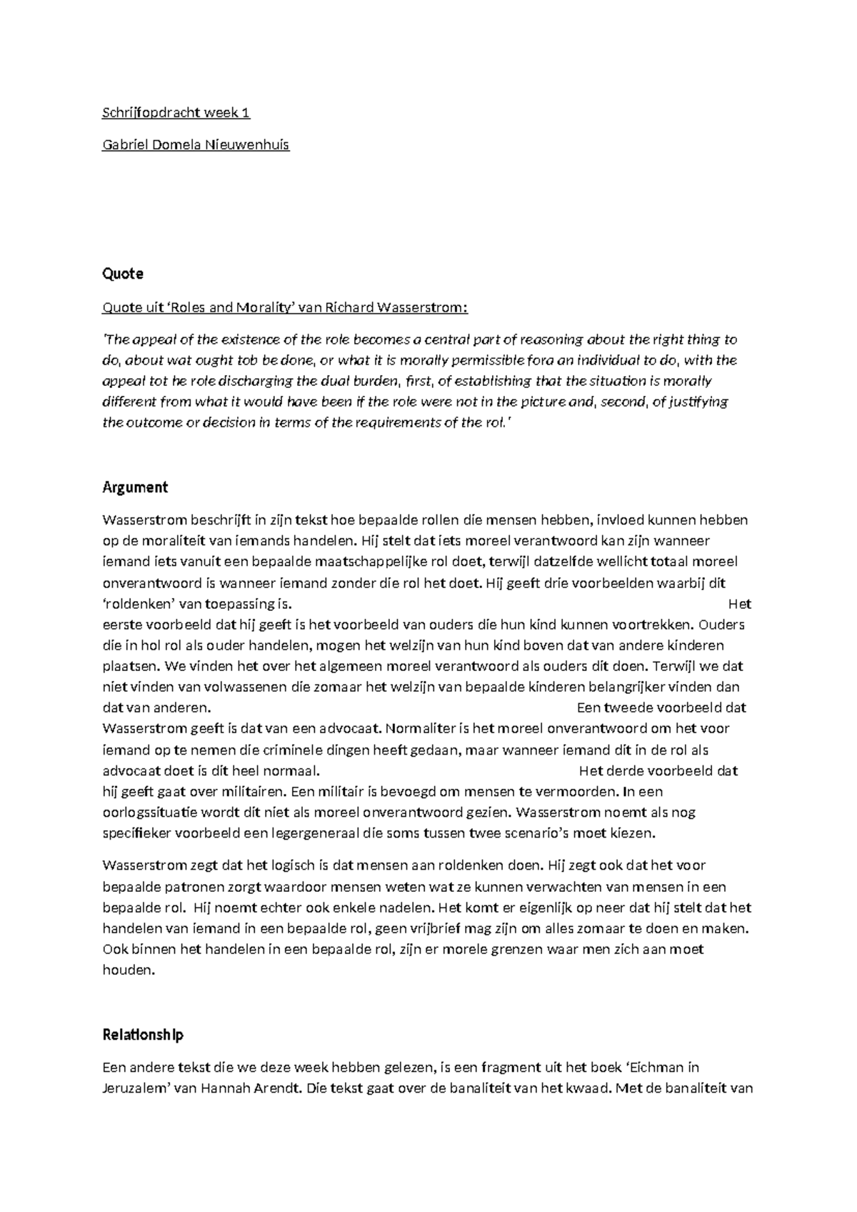 Quarq Week 1 - Reflectie op Rollen en Moraliteit in Schrijfopdracht ...