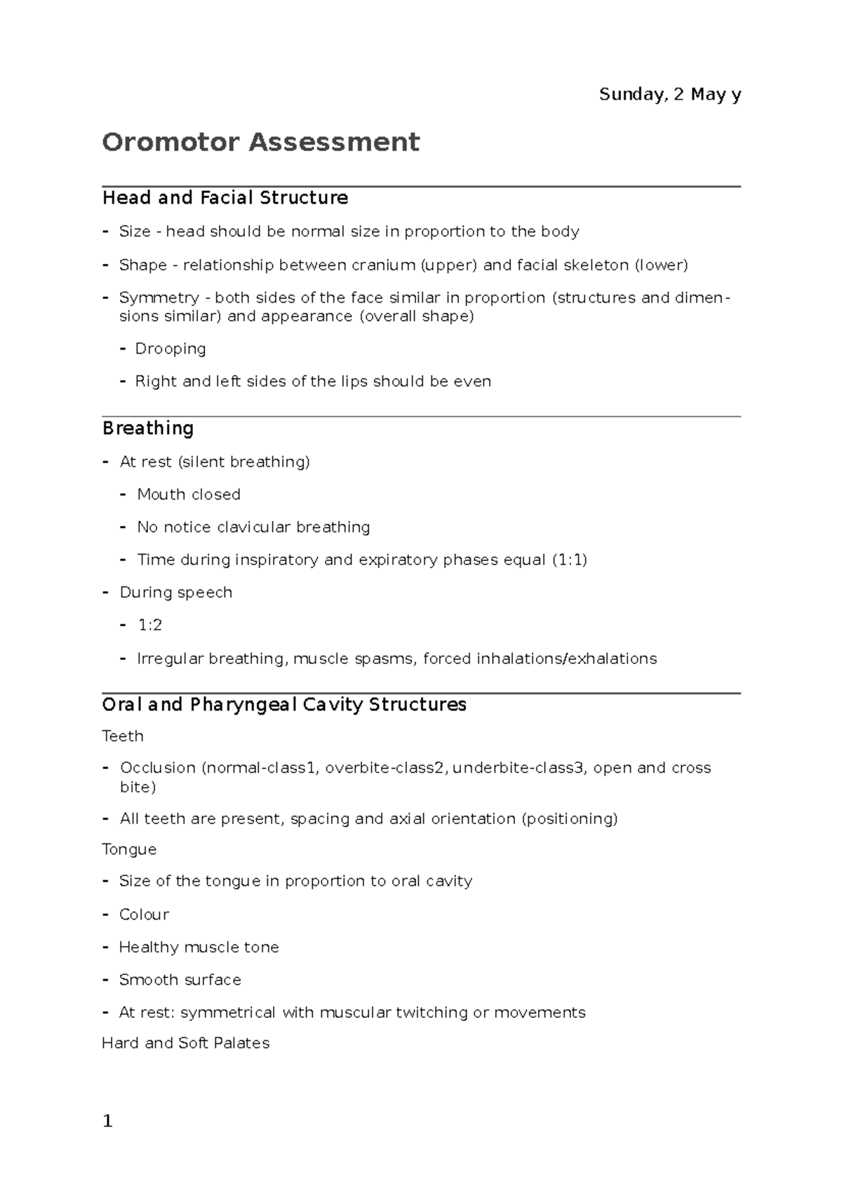 Oromotor Assessment Overview for Clinical Evaluation - Studocu