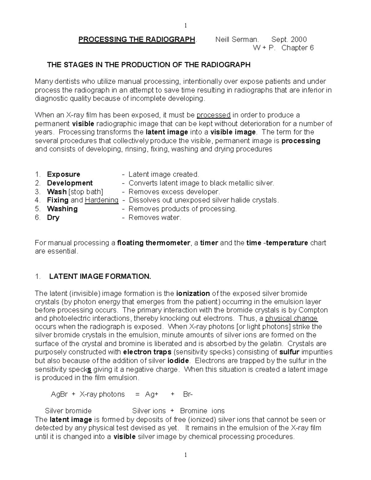 Processing Radiographs: A Comprehensive Guide (W + P Chapter 6) - Studocu