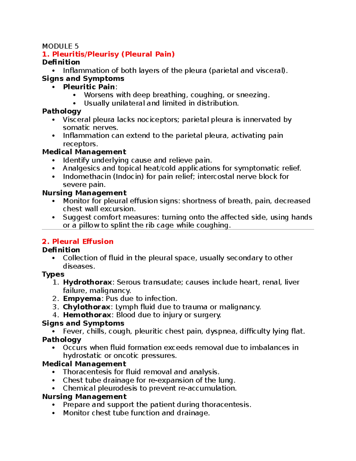 MODULE 5: Pleural Pain, Effusion, Pneumothorax & Obstructive Airway ...