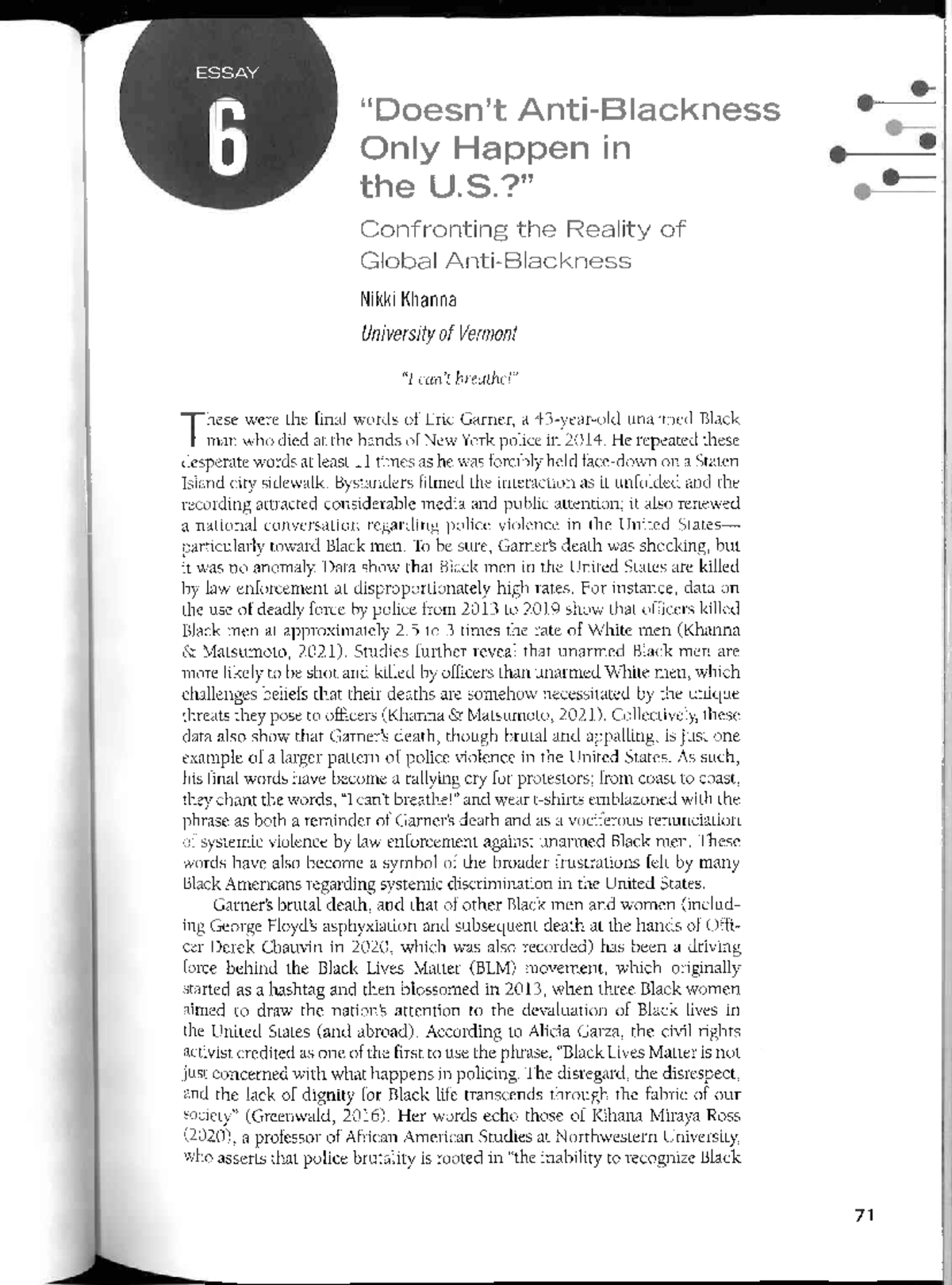 Essay 6: Analyzing Global Anti-Blackness Beyond the U.S. Context - Studocu