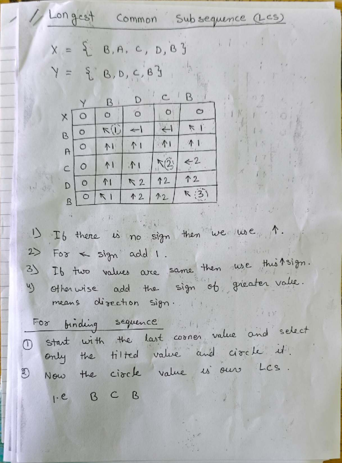 Longest Common Subsequence (LCS) Analysis and Examples - Studocu