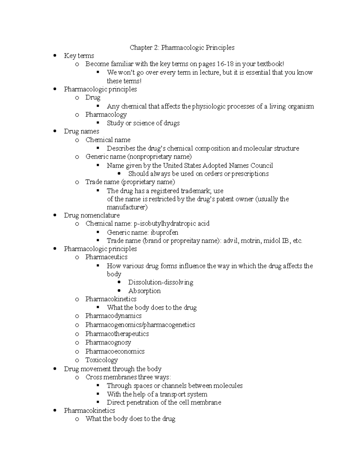 Chapter 2 pharmacologic principles - Chapter 2: Pharmacologic ...