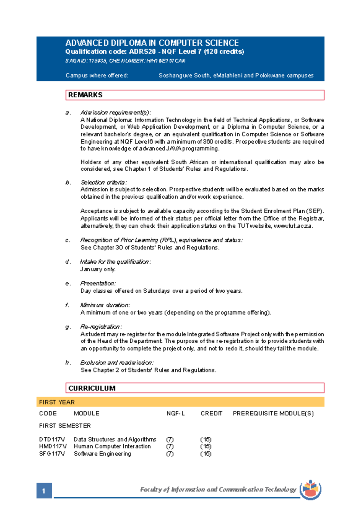 Adv Dip Computer Science Curriculum Overview - ADRS20 - Studocu