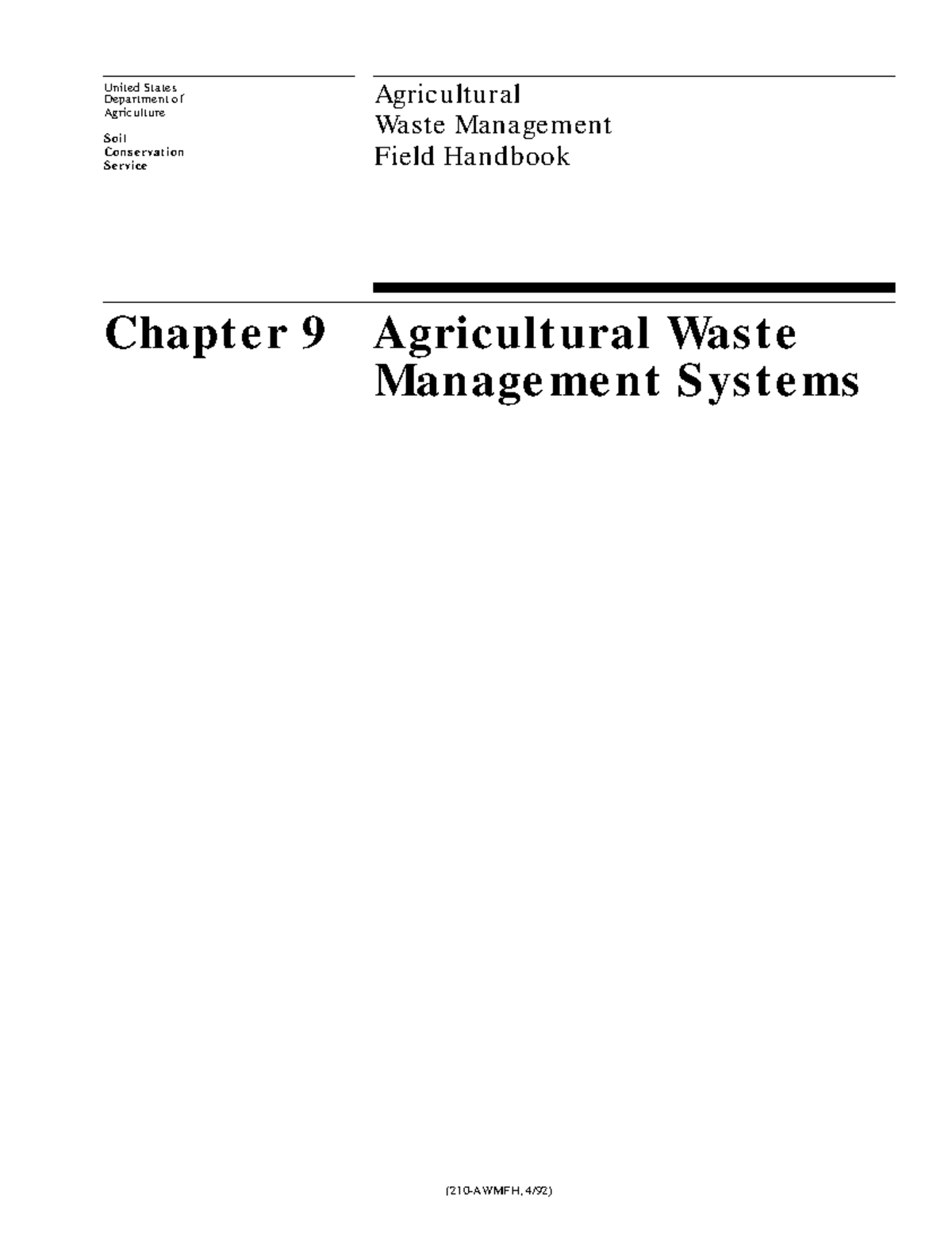 AWMFH Chapter 9: Agricultural Waste Management Systems Overview - Studocu