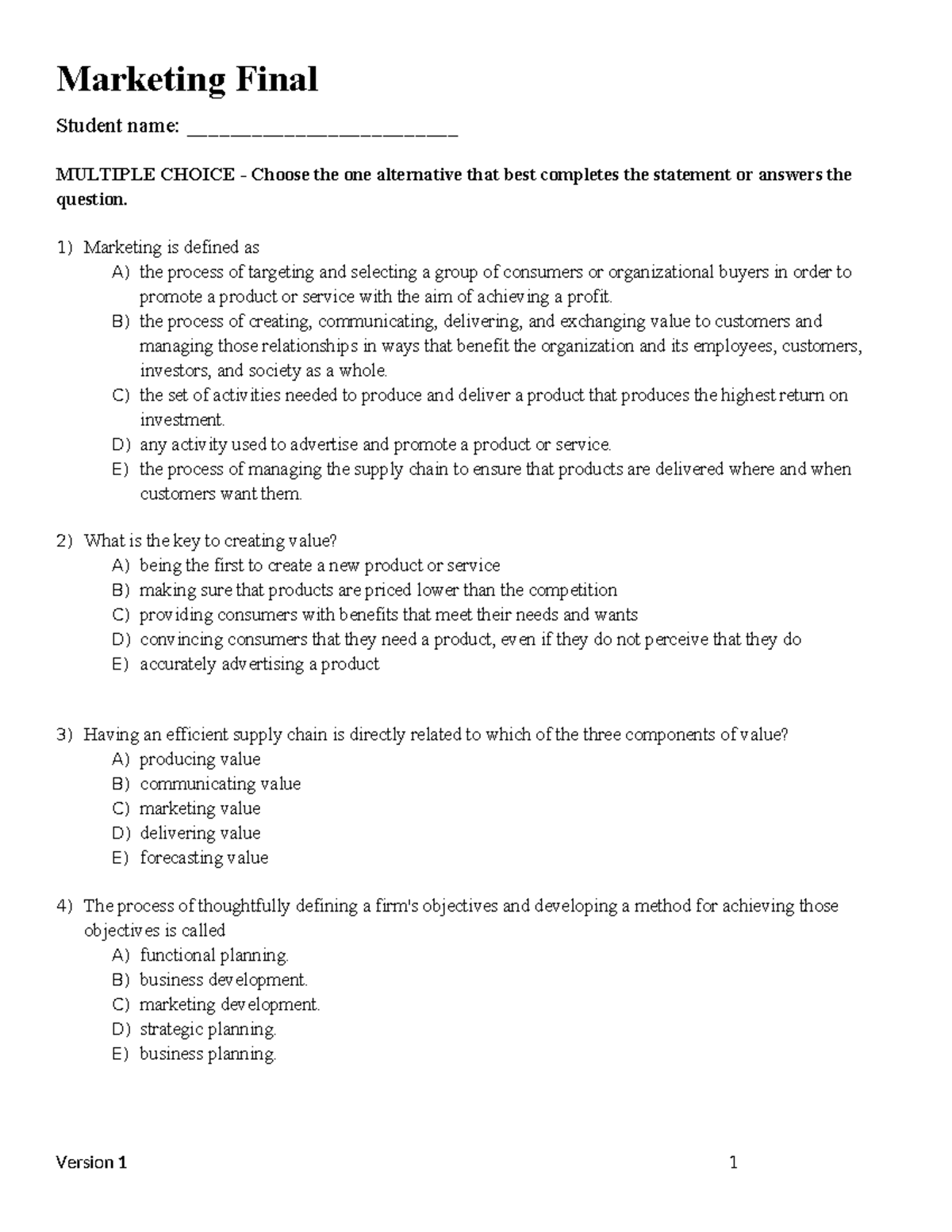 Marketing Final Exam Questions & Answers - Course Code: MARK101 - Studocu