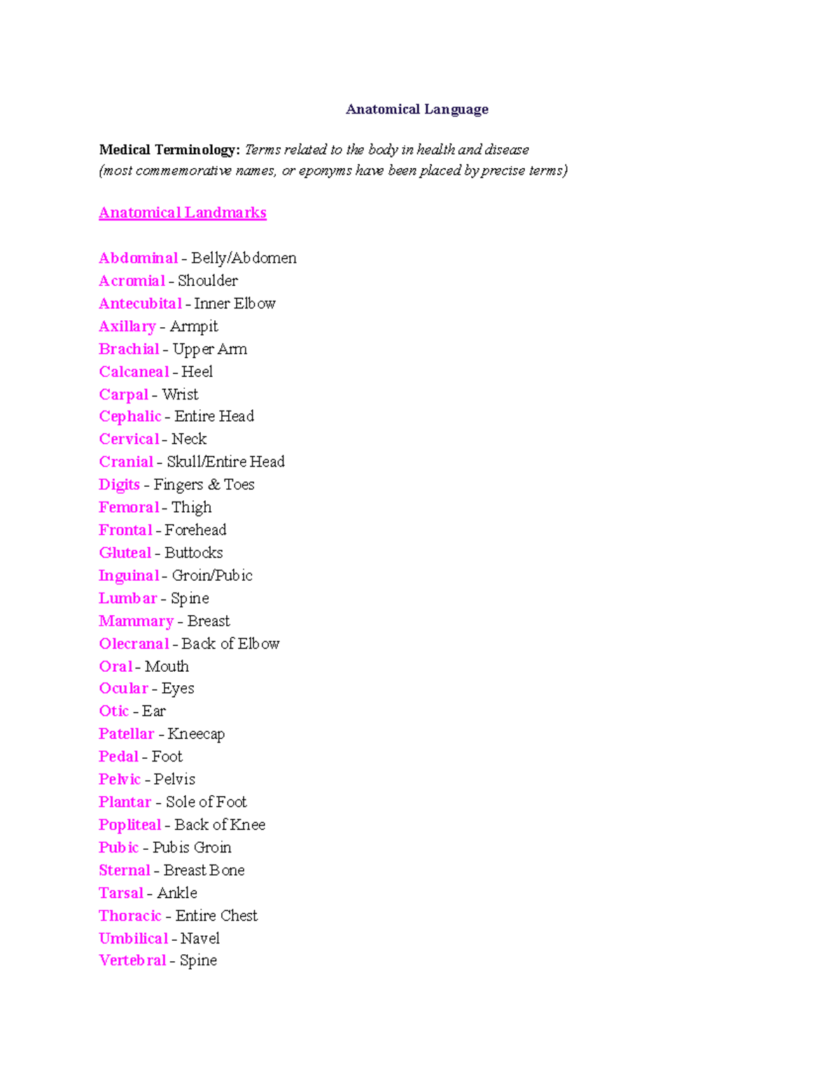 Practical Exam #1 Study Guide: A&P Anatomical Language Insights - Studocu