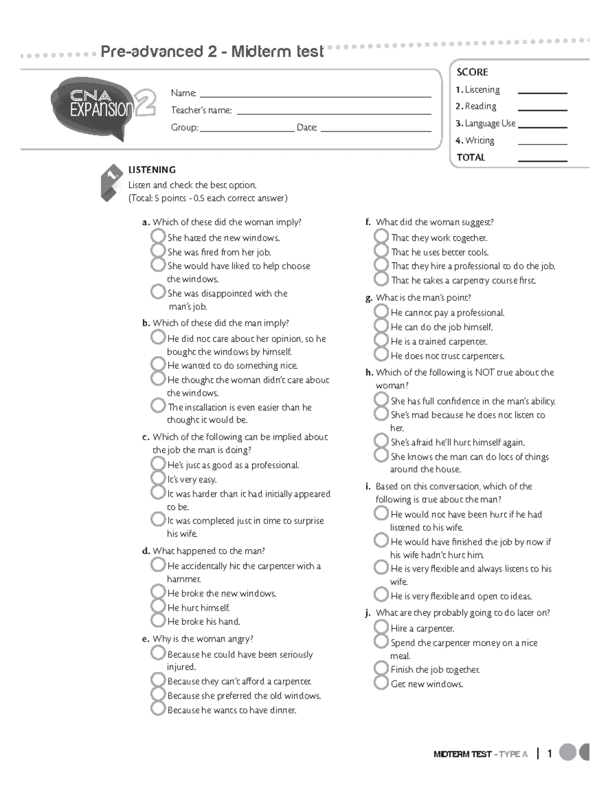 CNA New Gold 2 - Teacher s Pack Unit 1 - Senior Writers Marcelo Augustus de Souza Barros Marcos ...