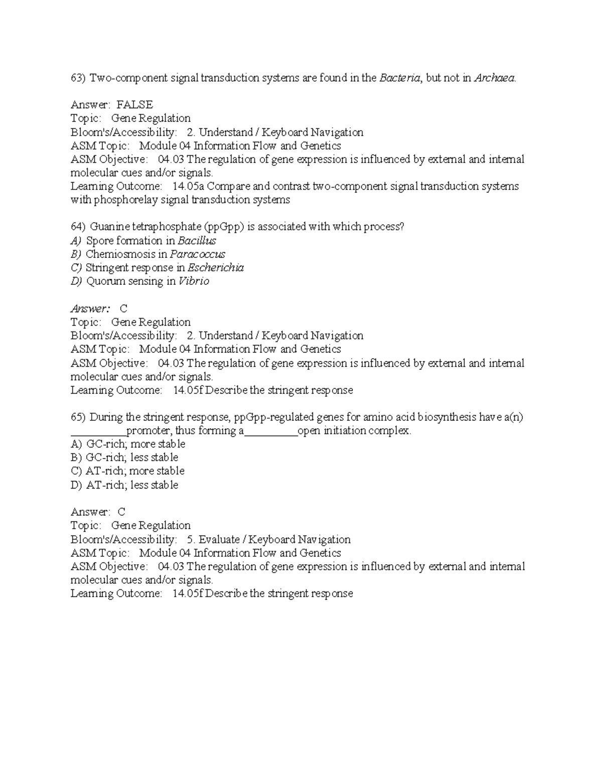 Test Bank for Prescott's Microbiology 12th Ed: Gene Regulation Topics ...