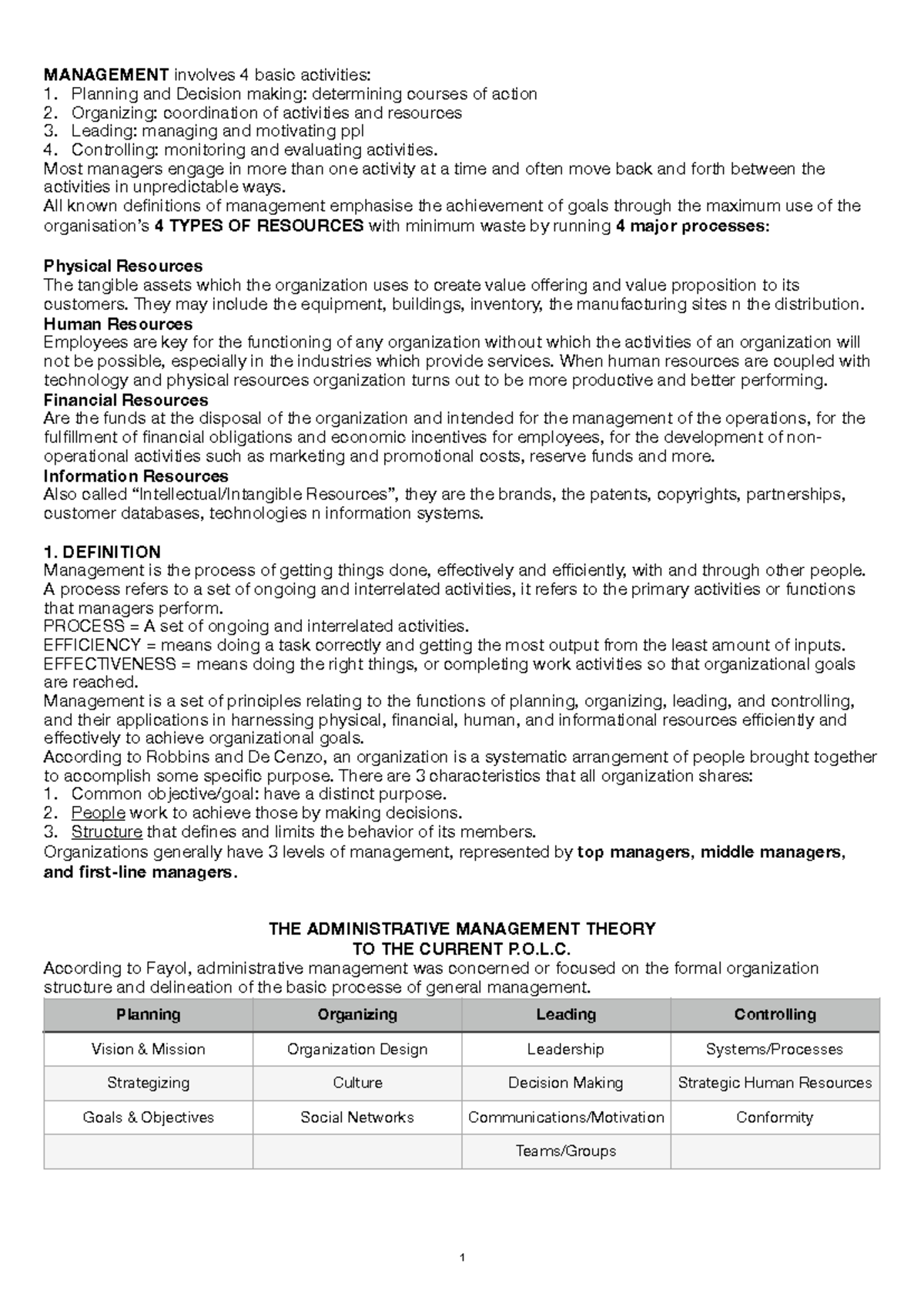 Principles of Management (MGT101): Key Concepts and Practices Explained ...