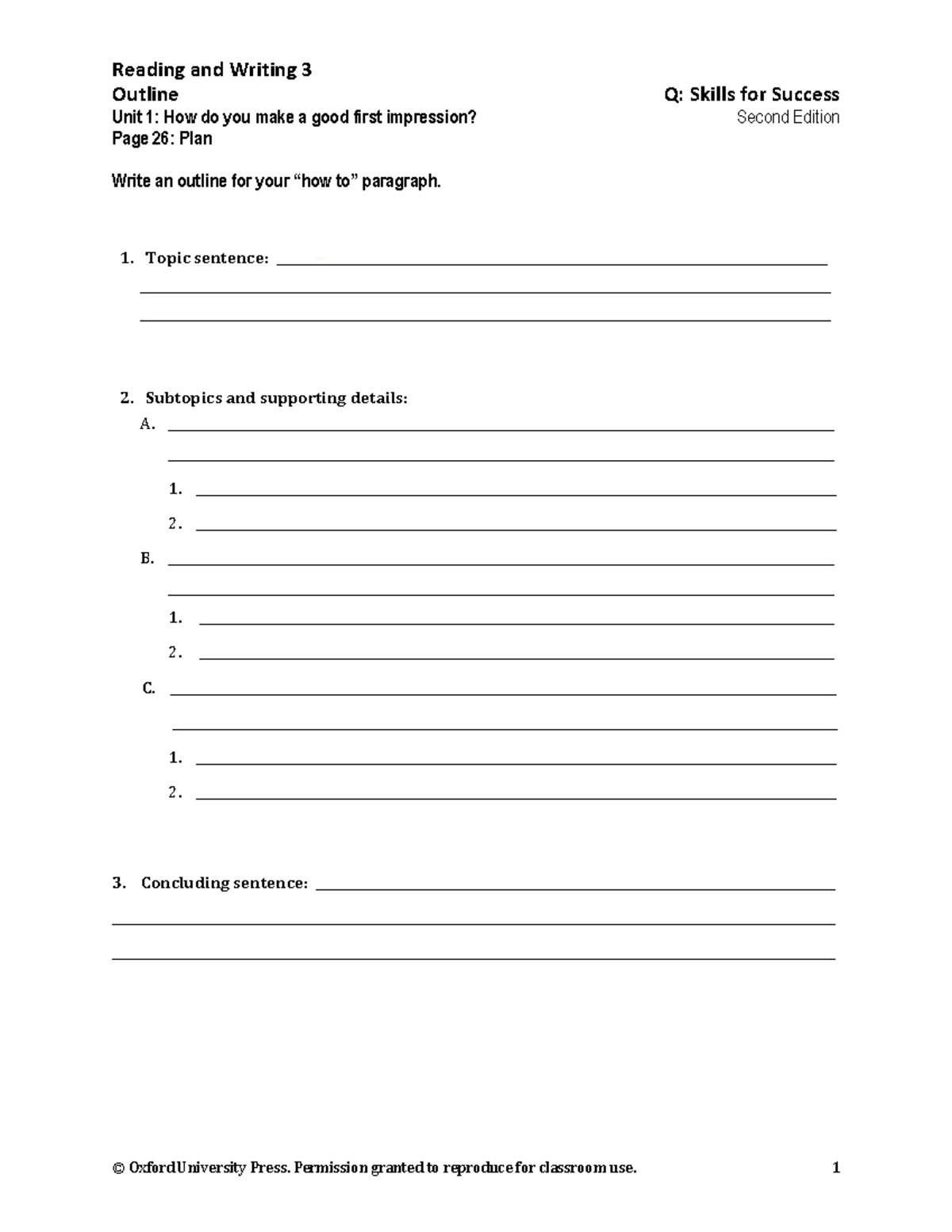 Q2e RW3 U01 Outline - Reading and Writing 3 Outline Q: Skills for ...