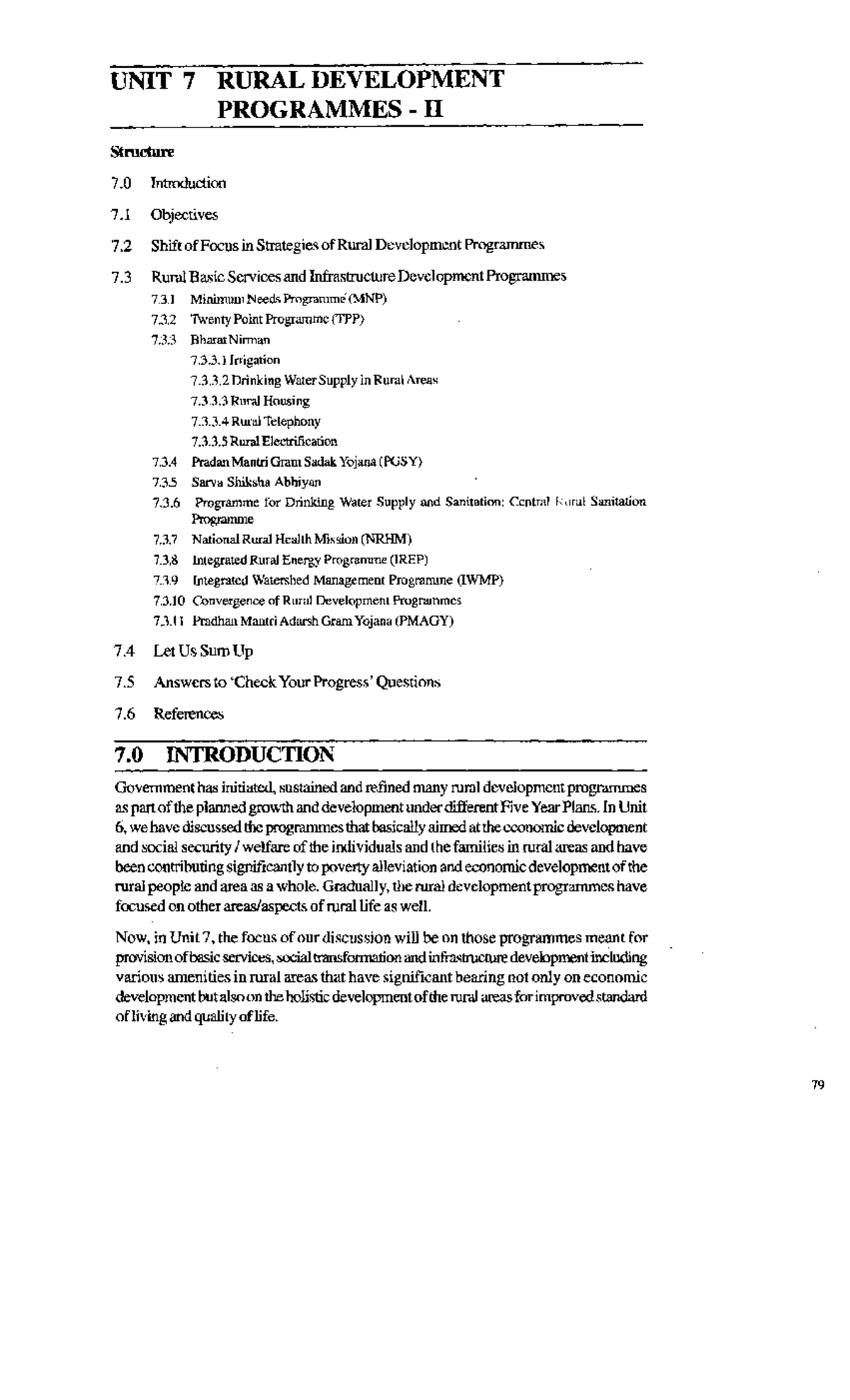 Unit 7: Rural Development Programmes - An Overview of Basic Services ...