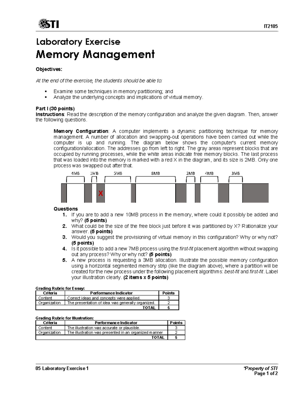 IT2105 Lab Exercise: Memory Management Techniques & Analysis - Studocu