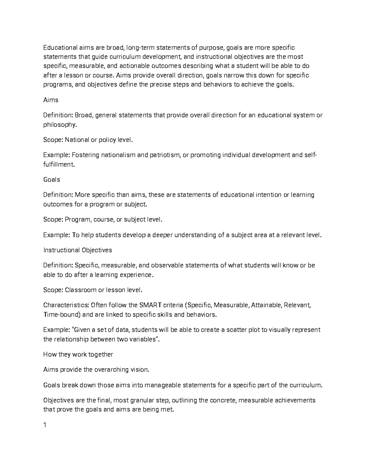Understanding Educational Aims, Goals, and Objectives in Curriculum ...