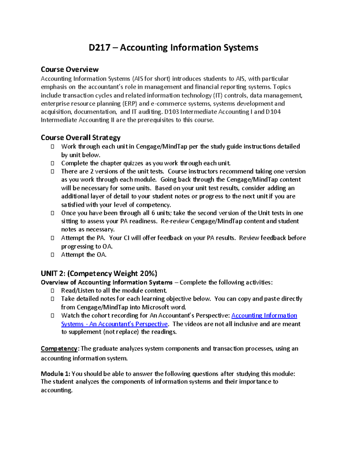 D217 Study Guide: Key Concepts in Accounting Information Systems - Studocu