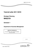MNG3701 - Unisa - Strategic Planning IIIA - Studocu