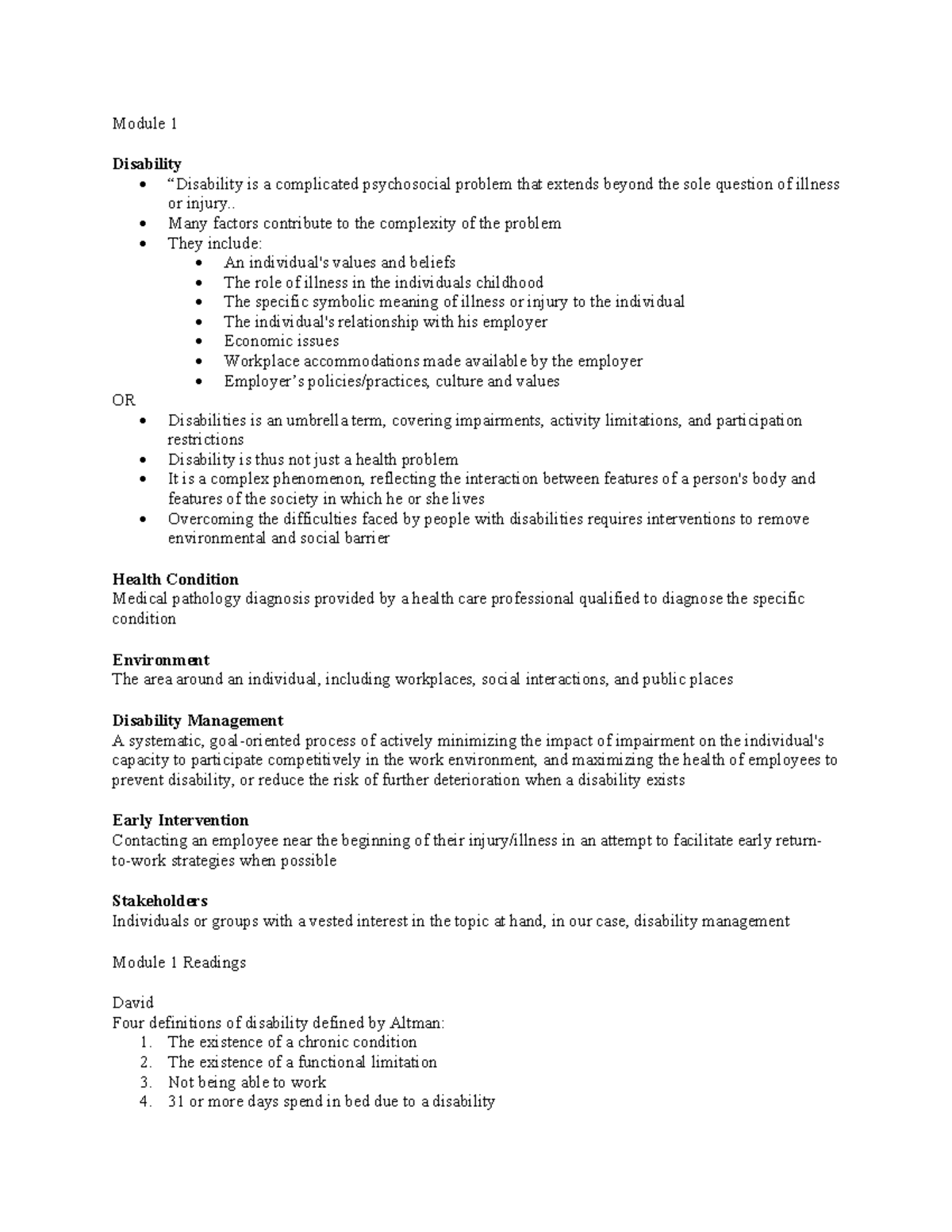 DISM 3010 - Module 1 Lecture Notes: Introduction to Disability ...