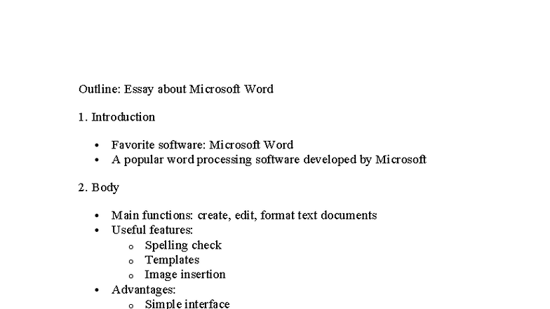 Outline: Essay on Microsoft Word - Tacntt 1 Unit2 Task 6 - Studocu