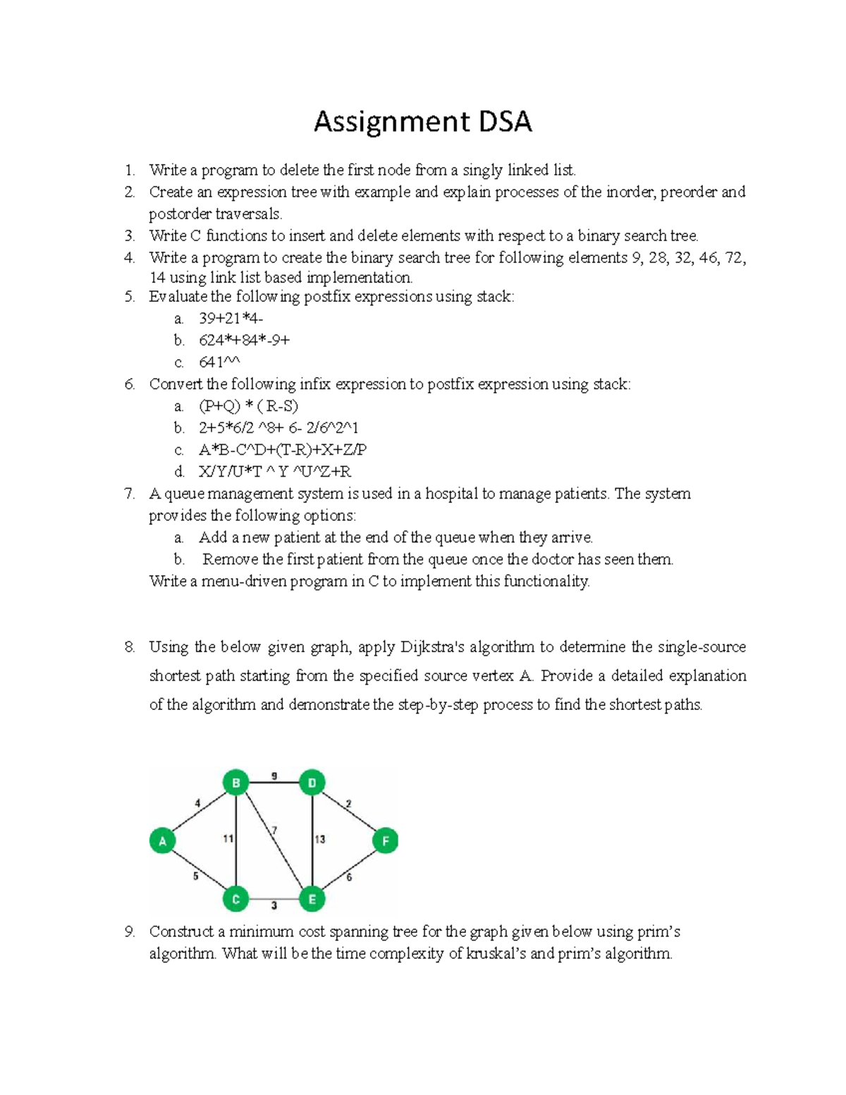 Assignment DSA 1: Data Structures & Algorithms Tasks for Fall 2025-26 ...