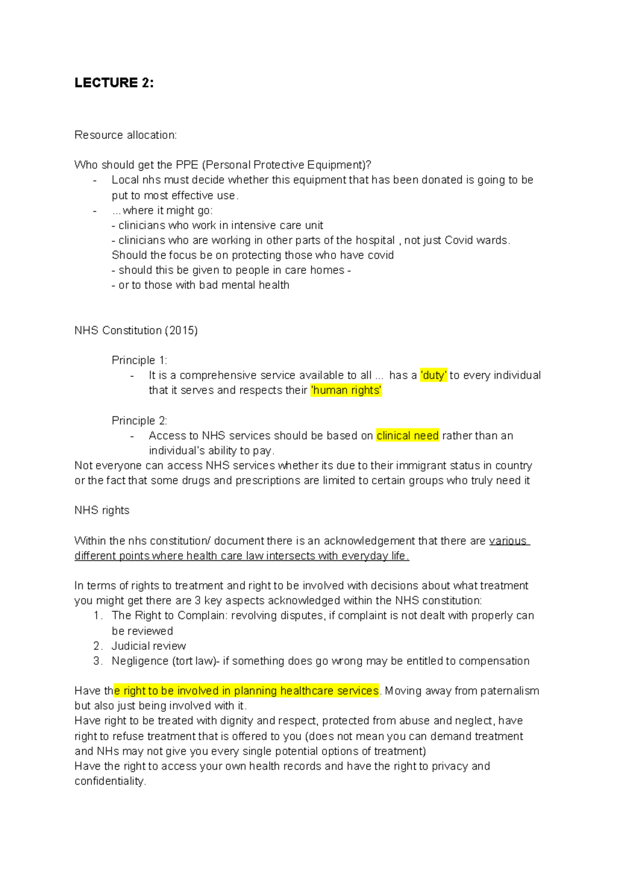 LECTURE 2: Resource Allocation in NHS - PPE Distribution Ethics - Studocu