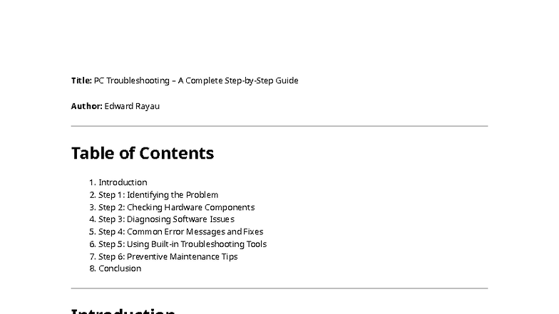 PC Troubleshooting Notes: A Comprehensive Guide - Studocu