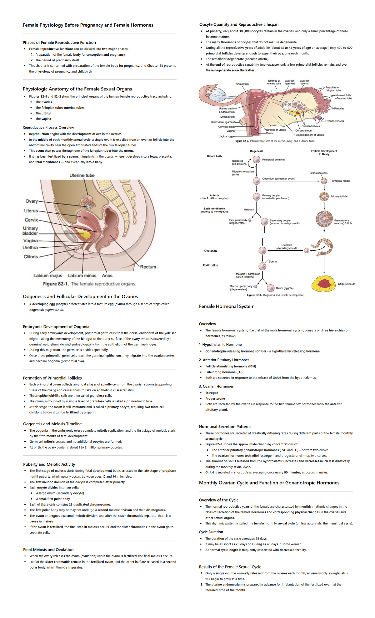 Female Physiology and Hormonal Changes Before Pregnancy (BIO 101) - Studocu