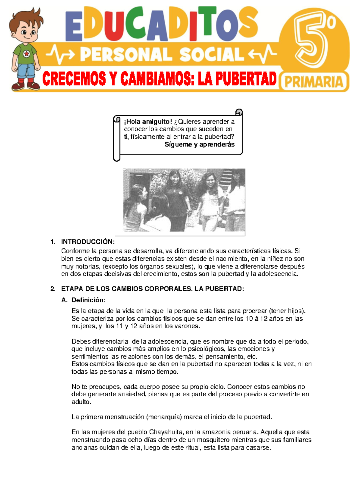 Crecemos y Cambiamos: La Pubertad para 5to Grado de Primaria - Studocu