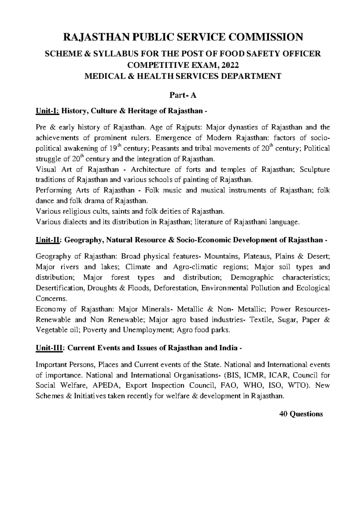 RPSC FSO Syllabus 2022: Comprehensive Guide to Food Safety Officer Exam ...