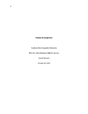 BUS225 Module One Assignment - Module One Assignment Name Southern New ...