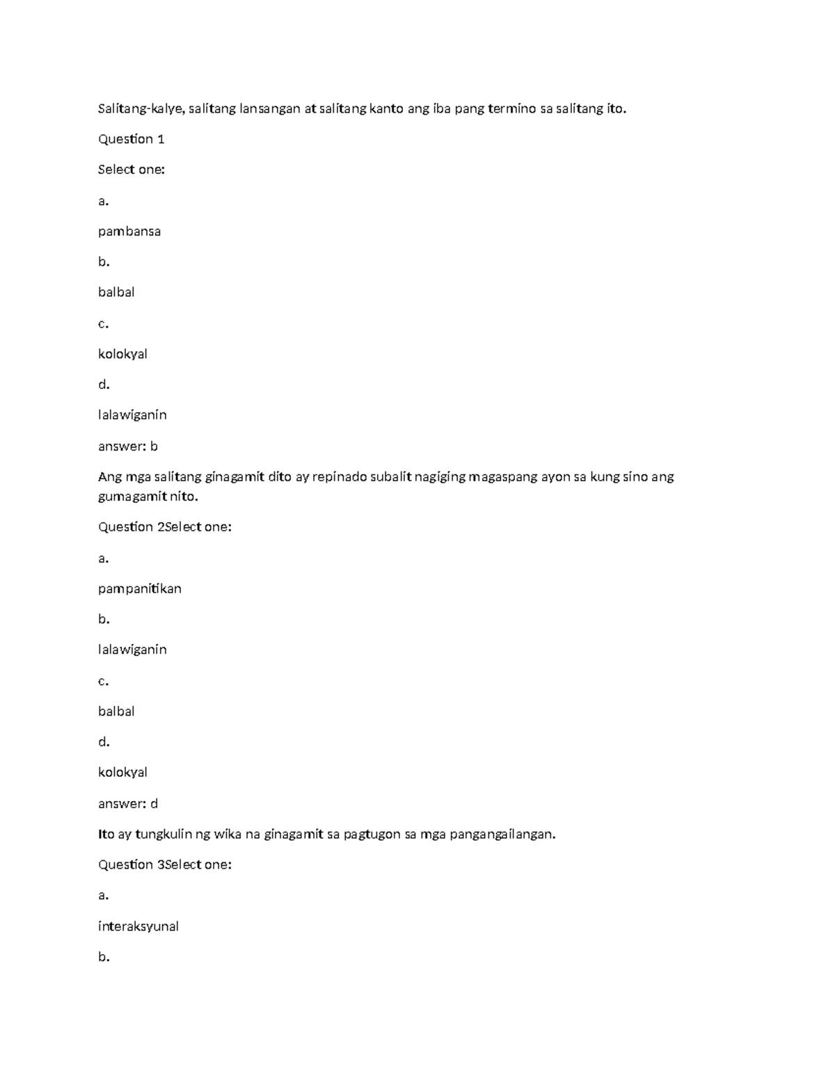 Filipino 101 - Lecture Notes on Salitang Kalye and Language Functions ...