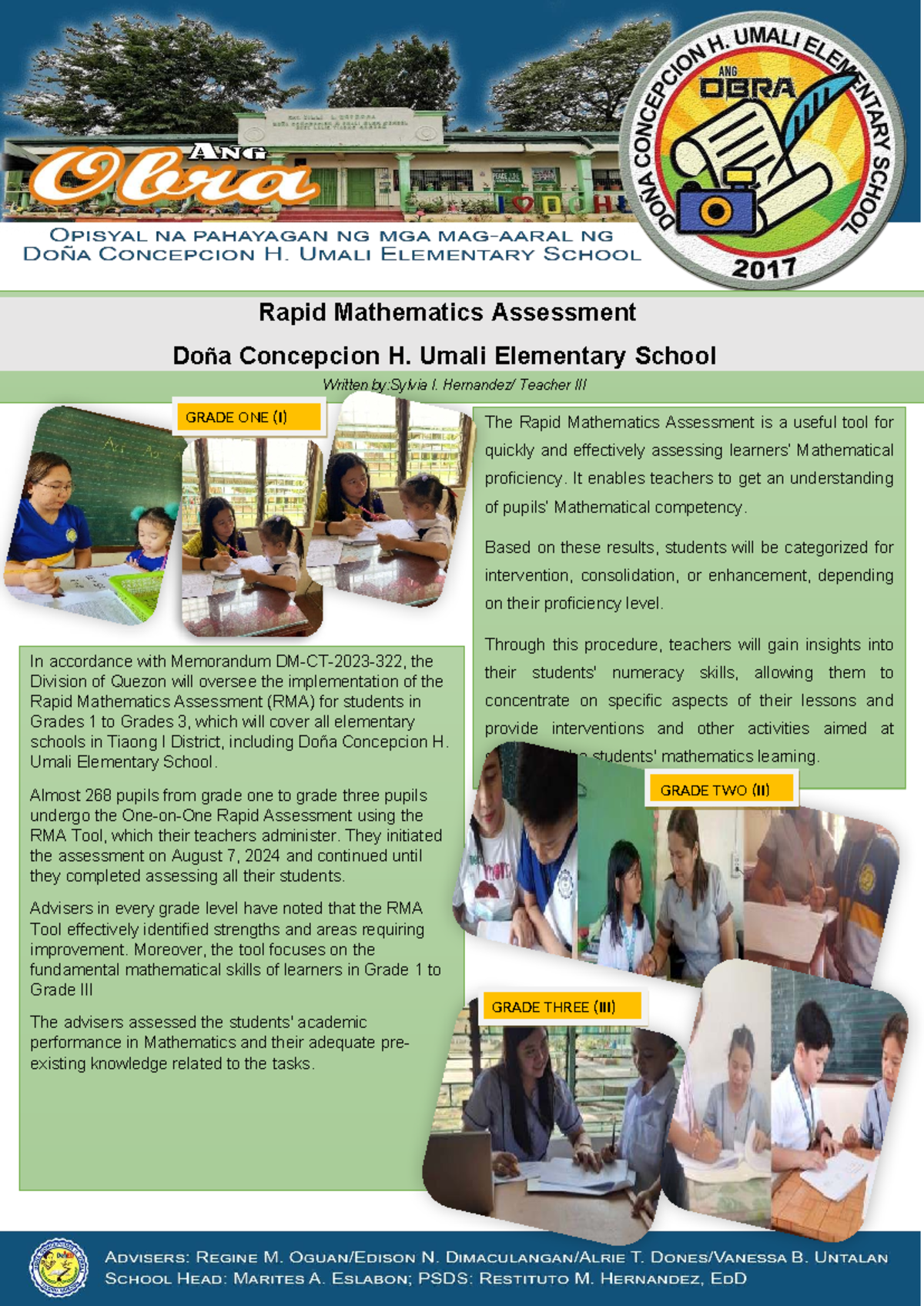 DCHU RMA 2024-2025: Insights from Rapid Mathematics Assessment - Studocu