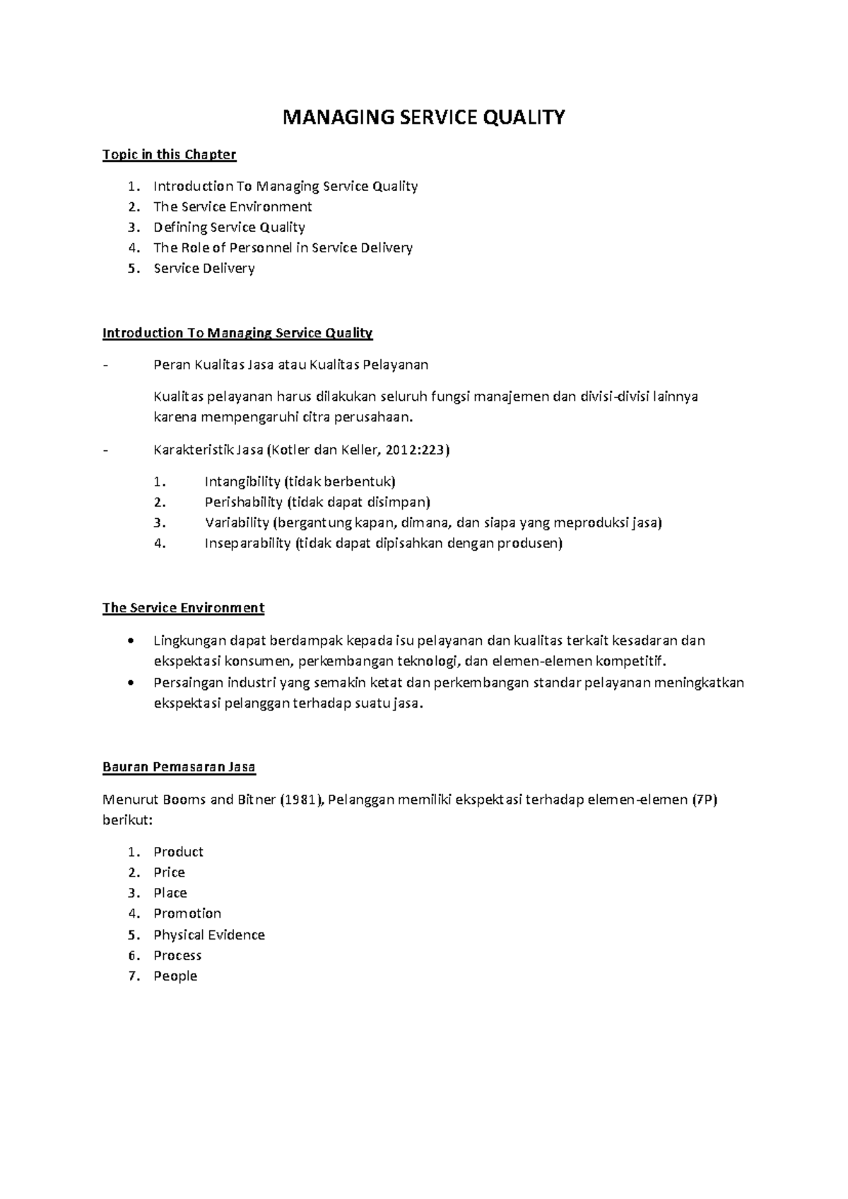 Managing Service Quality: Concepts and Benefits of Effective Delivery ...