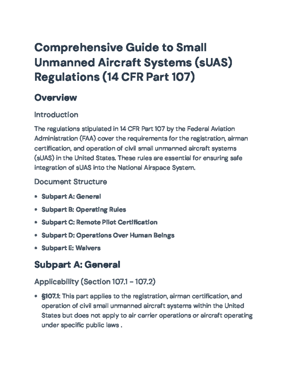Regulations and Guidelines for sUAS Operations (14 CFR Part 107 ...